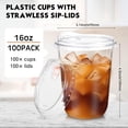 Clear Plastic Cups with Sip Lids Disposable Round Bottom Togo Cups for ...