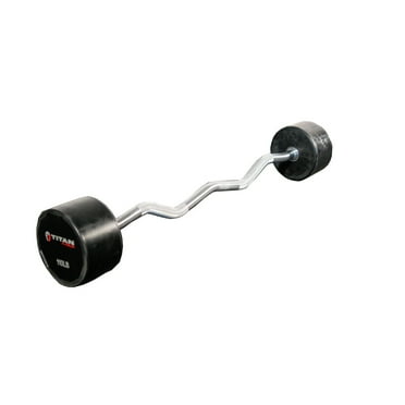 Titan Fitness 60 LB Rubber Straight Fixed Barbell, Pre-Loaded Weight ...