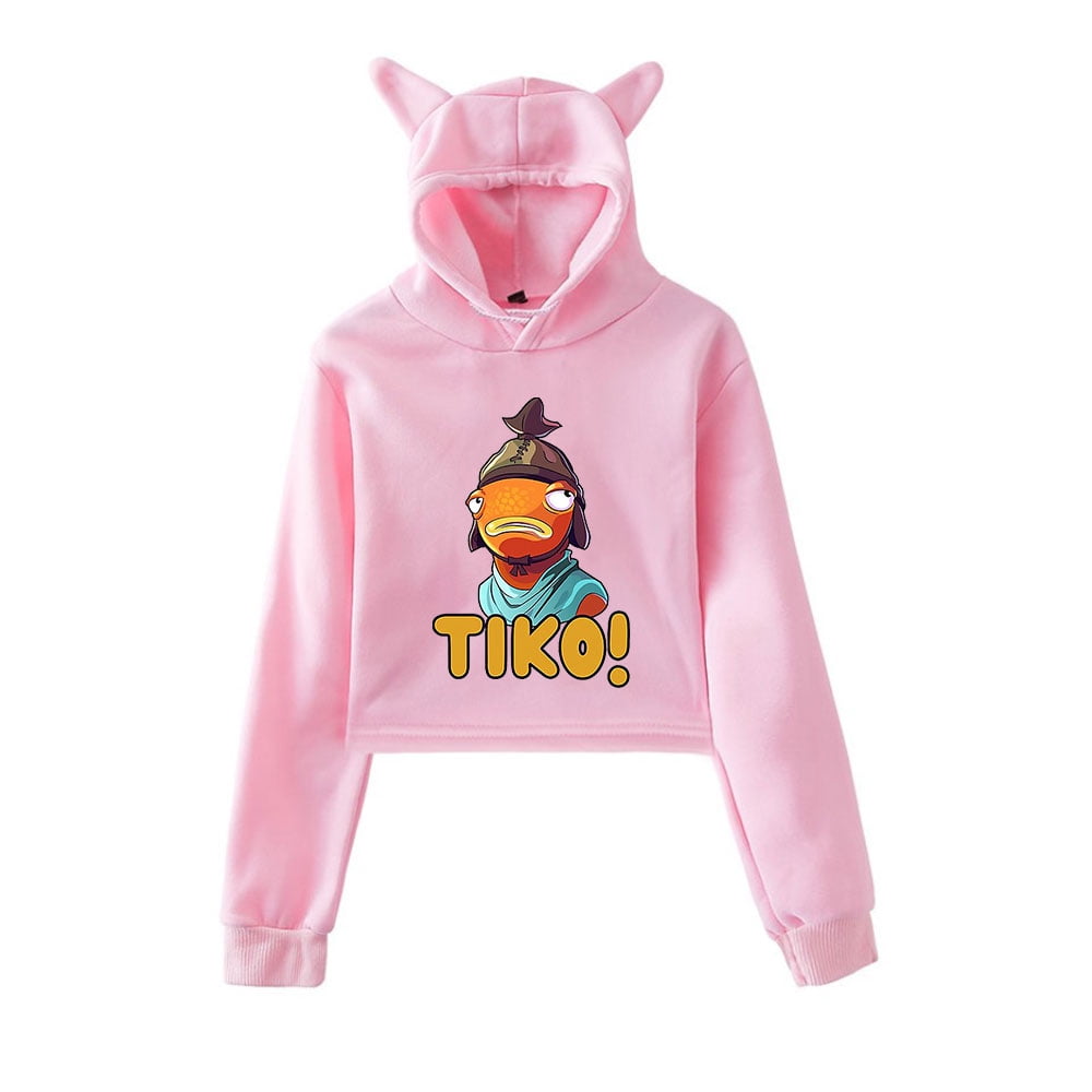 Tiko Sad Fishstick Merch Hoodies Sweatshirts for Girls Cat Ear Crop Top ...