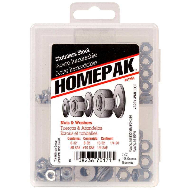 Homepak Nuts and Washers, Stainless Steel, 100 Pack - Walmart.com
