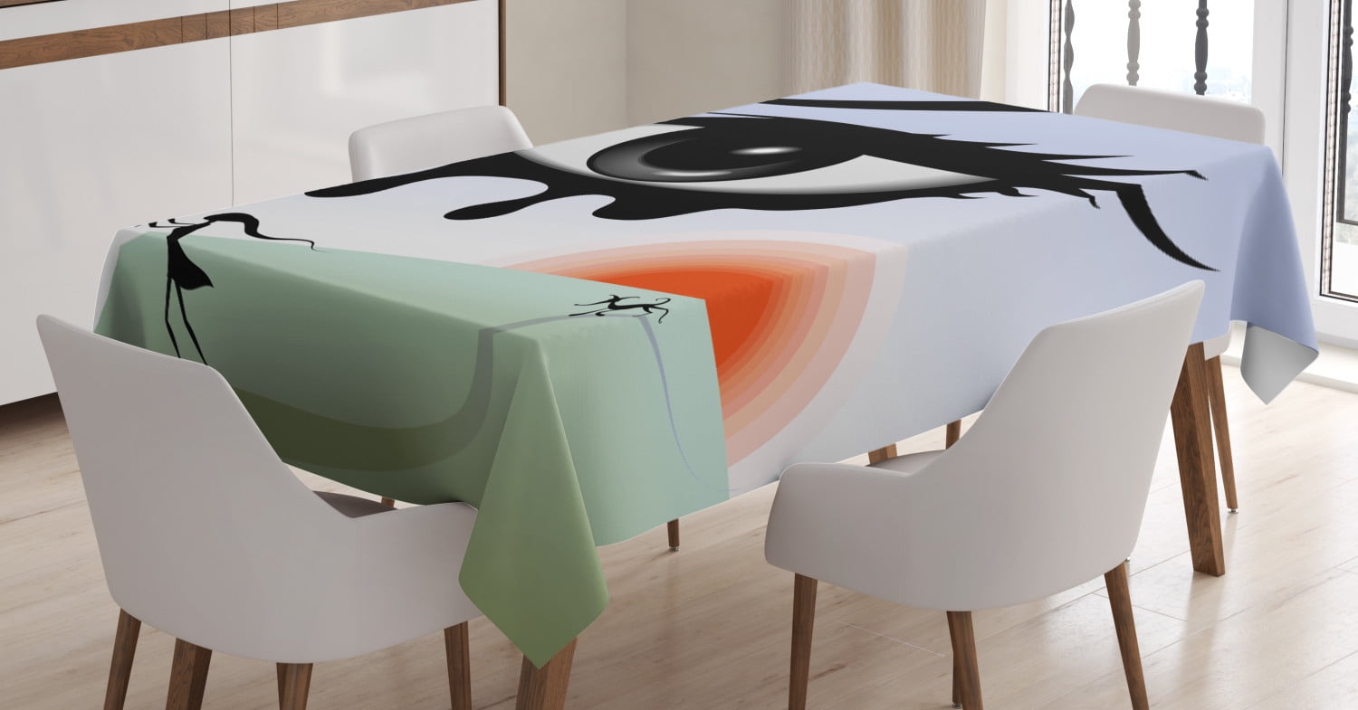 Eye Tablecloth, Surreal Avant Garde Art Composition Girl Runs with Eye ...
