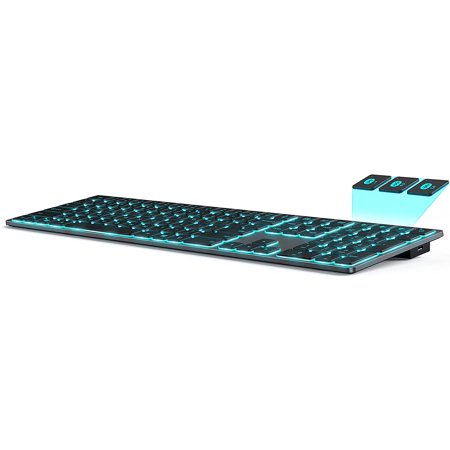 Backlit Wireless Keyboard with Multi Device Connection, Ultra Slim ...
