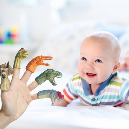 5 Pieces Tiny Finger Toys Dinosaurs Finger Puppets Early Educational ...