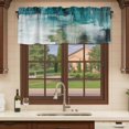 Abstract Art 2 Panels Kitchen Valance, Turquoise White Paint Texture ...