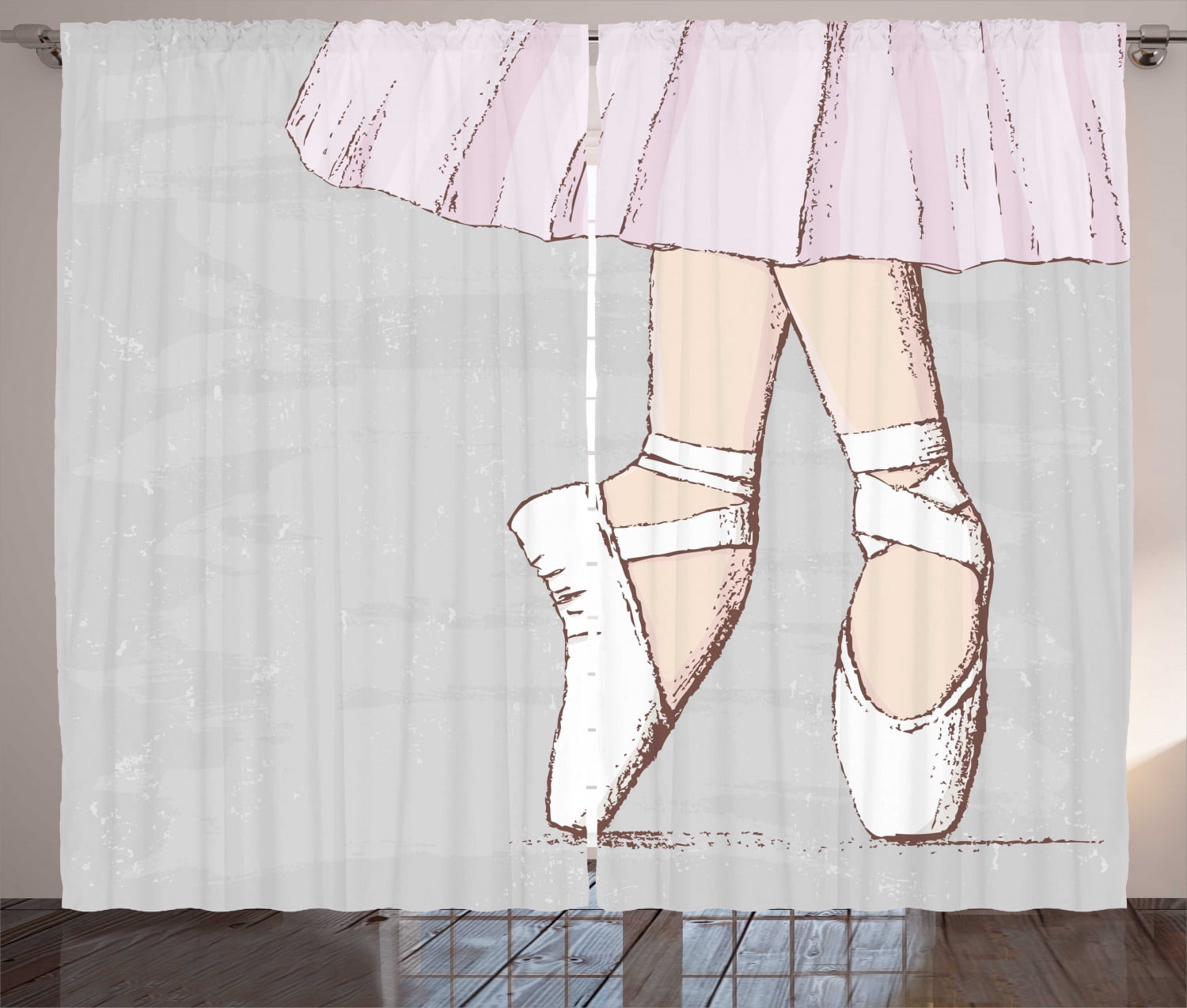 Ballerina Curtains 2 Panels Set, Balanced Legs of Points Dancer Slender ...