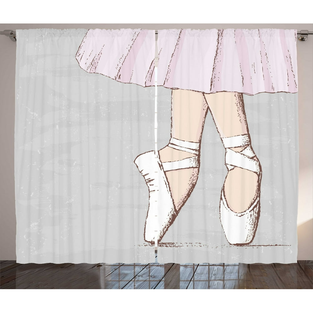 Ballerina Curtains 2 Panels Set, Balanced Legs of Points Dancer Slender ...