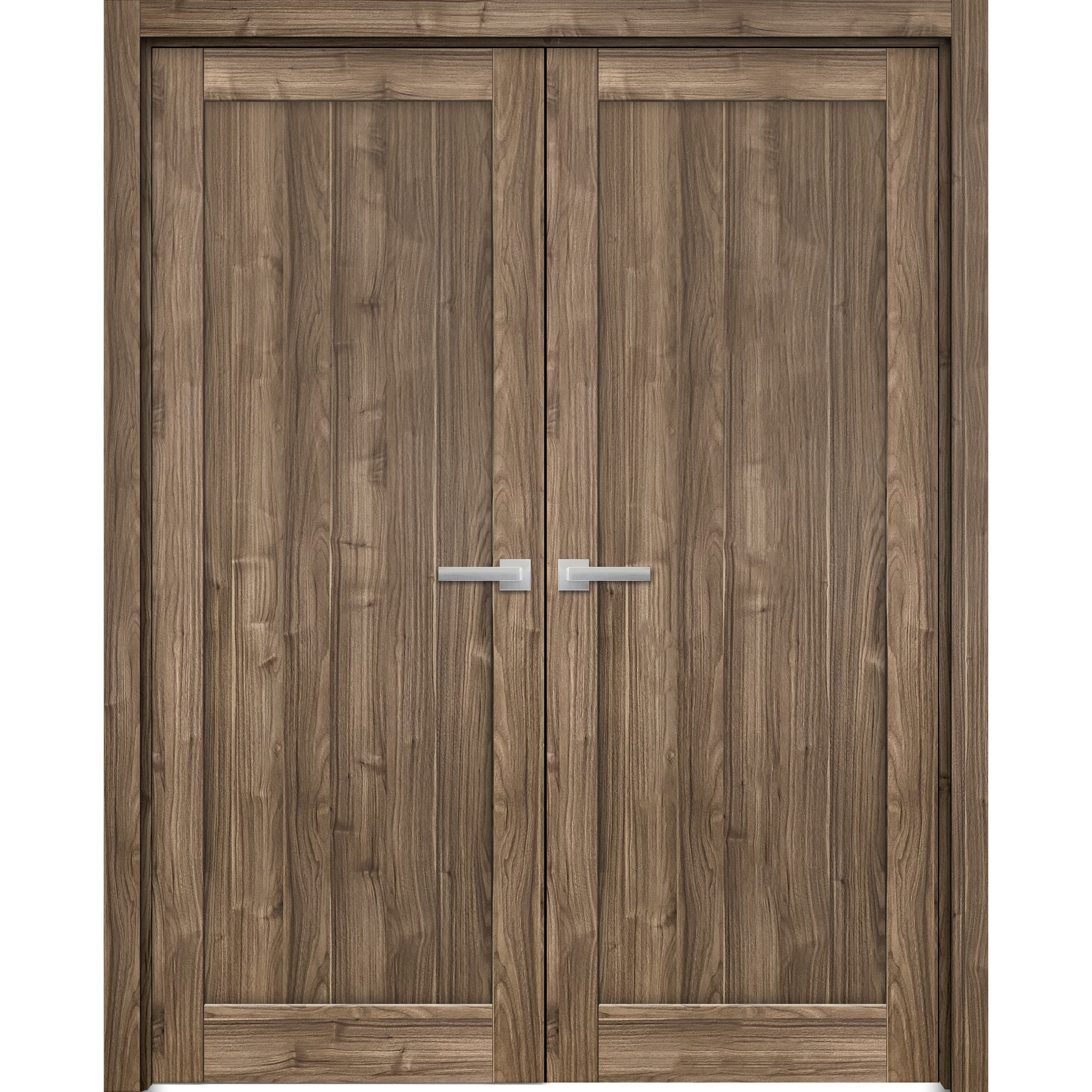 Solid French Double Doors 84 x 80 inches | Quadro 4111 Walnut | Wood ...