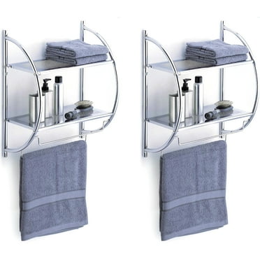 Costway 2 Tier Wall Mount Bath Shelf - Bathroom Storage Rack with Towel ...