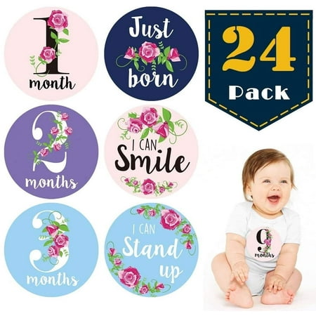 Baby Monthly Stickers - Boy Girl Milestone Stickers Floral Baby Month ...