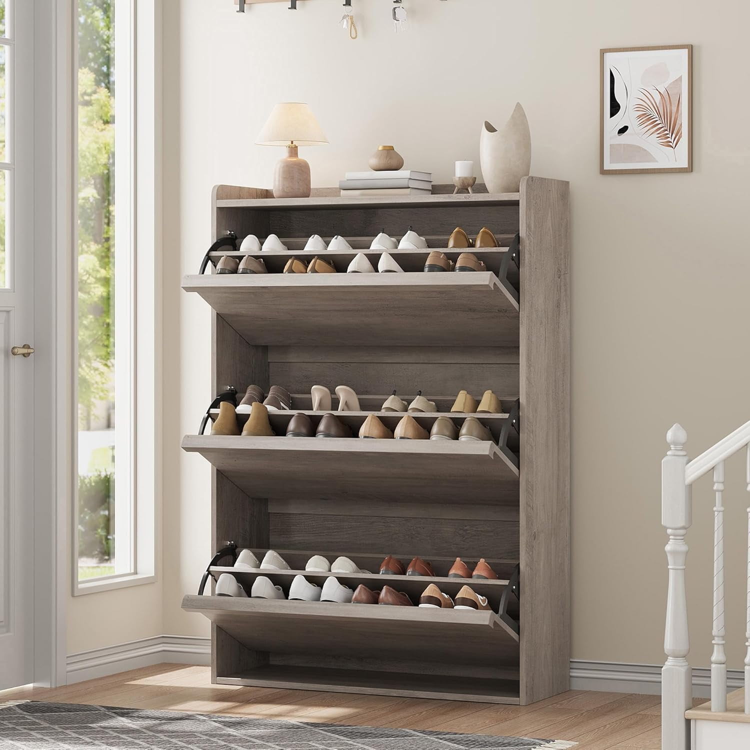 Click here for Pioneerworks Shoe Cabinet With 3 Flip Drawers  Woo... prices
