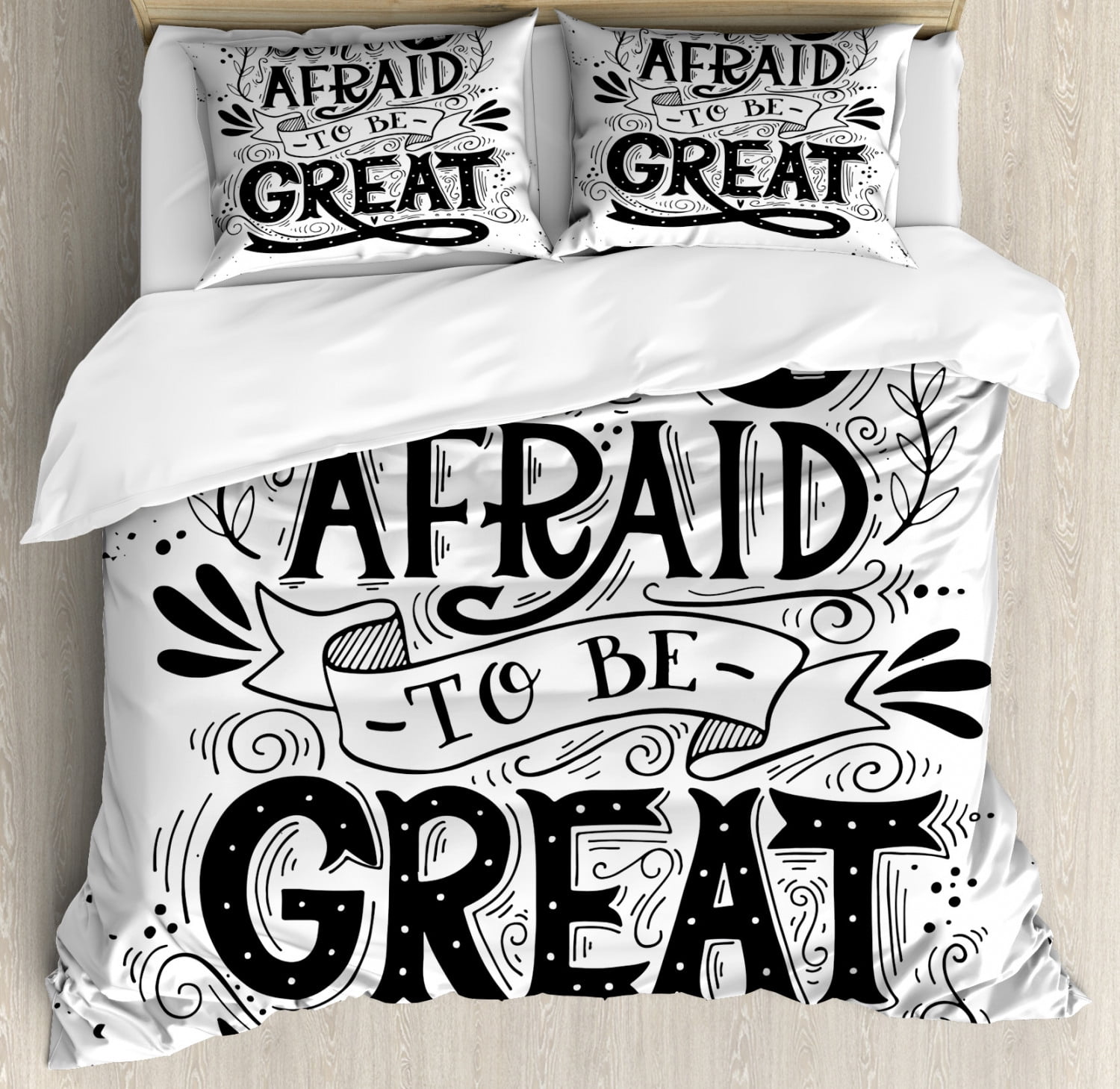 Quote Queen Size Duvet Cover Set, Don't be Afraid to be Great Hand ...