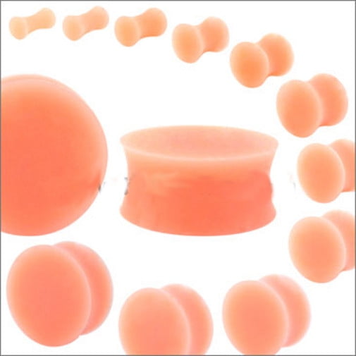 PAIR Flesh Skin Colored Plugs Hiding Hide Retainer Silicone Ear Gauges ...
