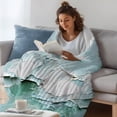 Abstract Teal Throw Blanket for Couch Green White Oil Painting Texture ...