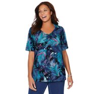 Just My Size Women's Plus-Size Graphic Short Sleeve V-neck Tee ...