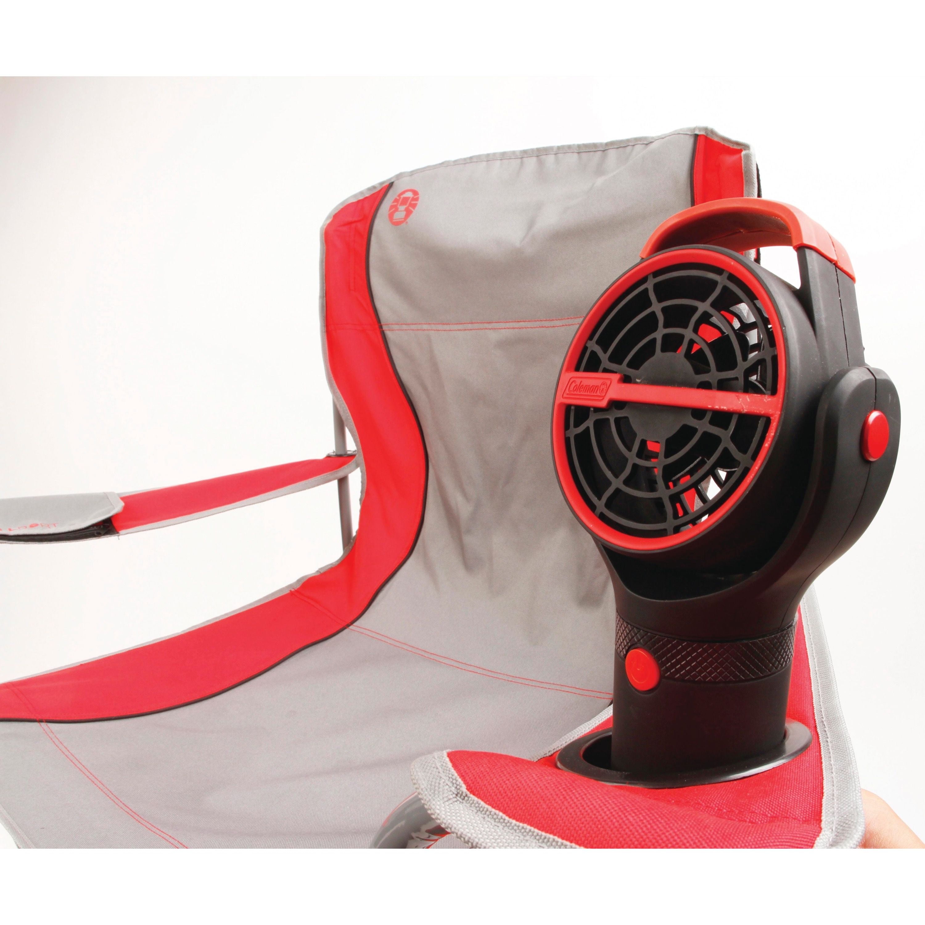 Coleman Zephyr Cup Holder Fan with BatteryLock, Black and Red