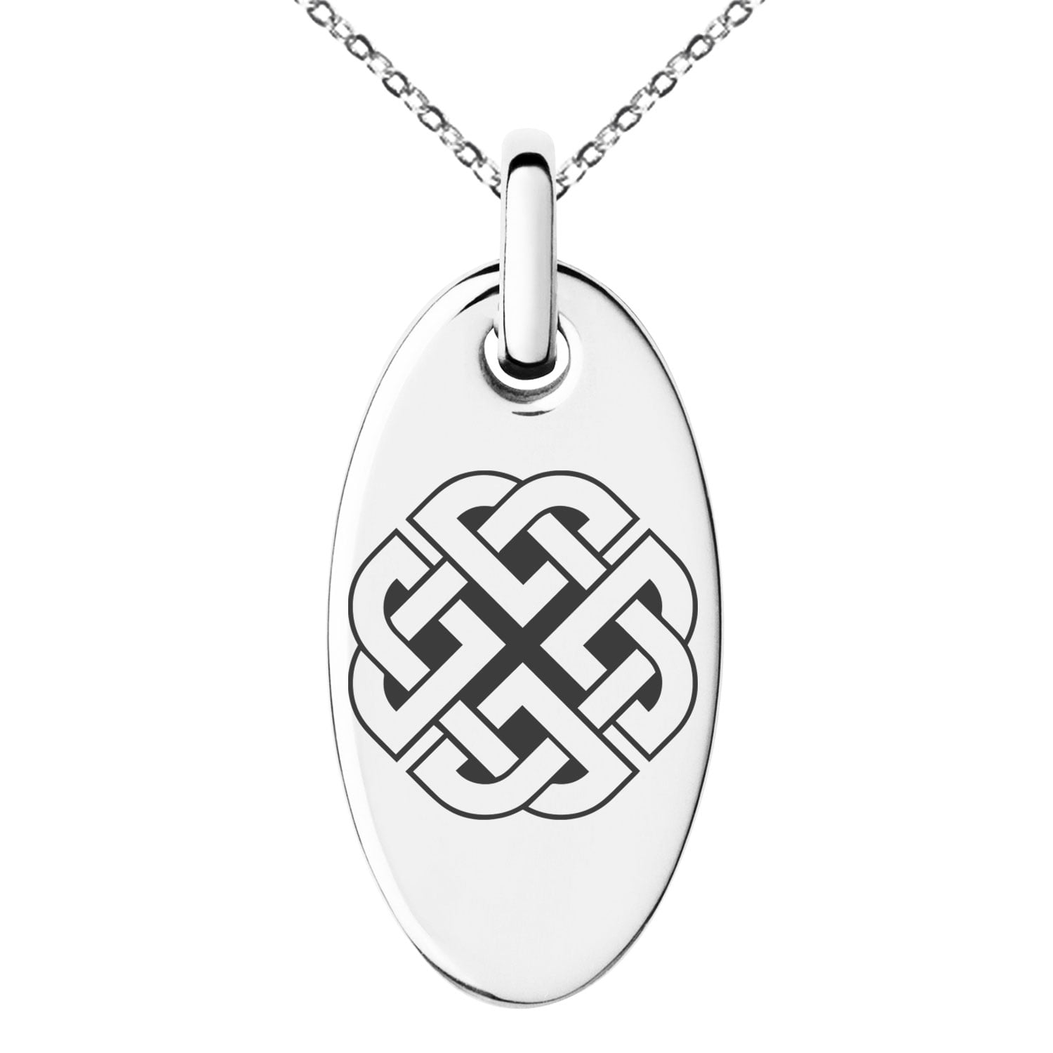 Stainless Steel Celtic Quaternary Knot Rune Engraved Small Oval Charm ...