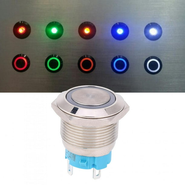 4PIN Push Button Switch, 19mm Corrosion- Self-Locking Push Button ...