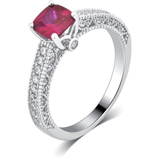 Created Ruby Sterling Silver Single-Stone Ring - Walmart.com