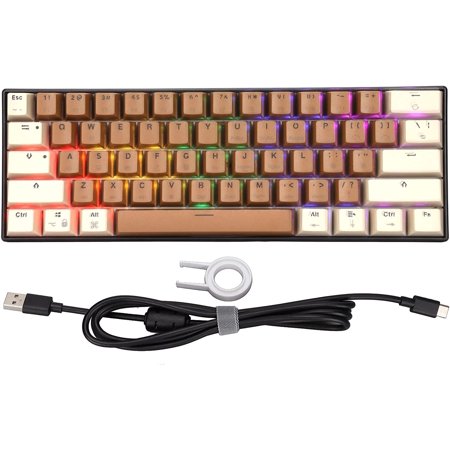 61 Keys Mechanical Gaming Keyboard with Mixing RGB Light, Tea Brown ...