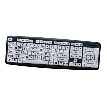 Ezsee Low Vision Keyboard Large White Print Black Keys - Walmart.com