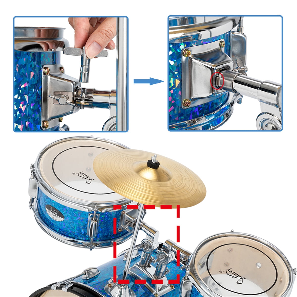 Buy Kepeak Glarry 16in 5-Piece Complete Kids Junior Drum Set with Bass ...