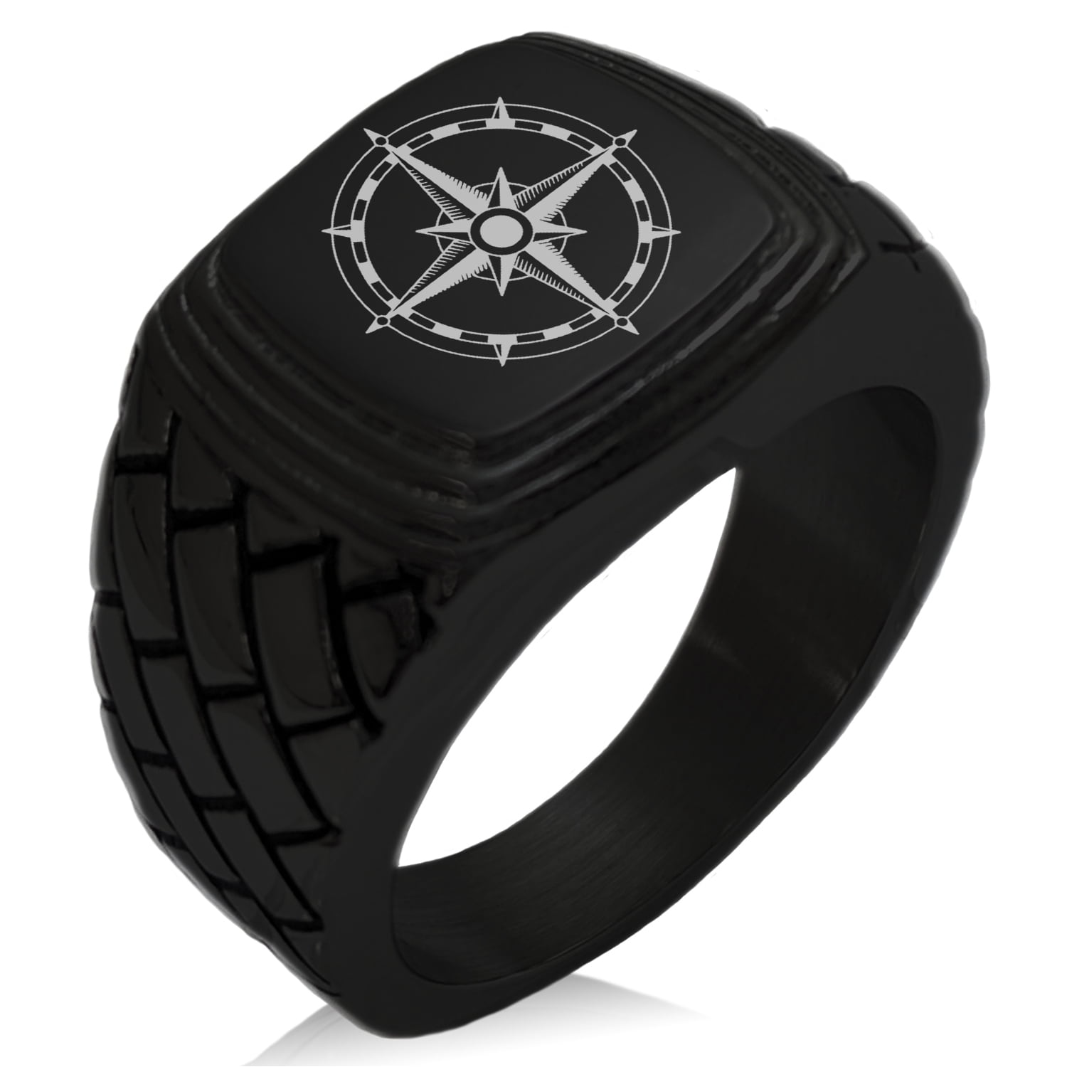 Stainless Steel Sun Dial Compass Geometric Pattern Step-Down Biker ...