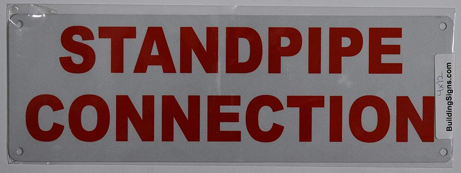 Standpipe Connection Sign (Aluminium Reflective Signs, RED 4x12 ...