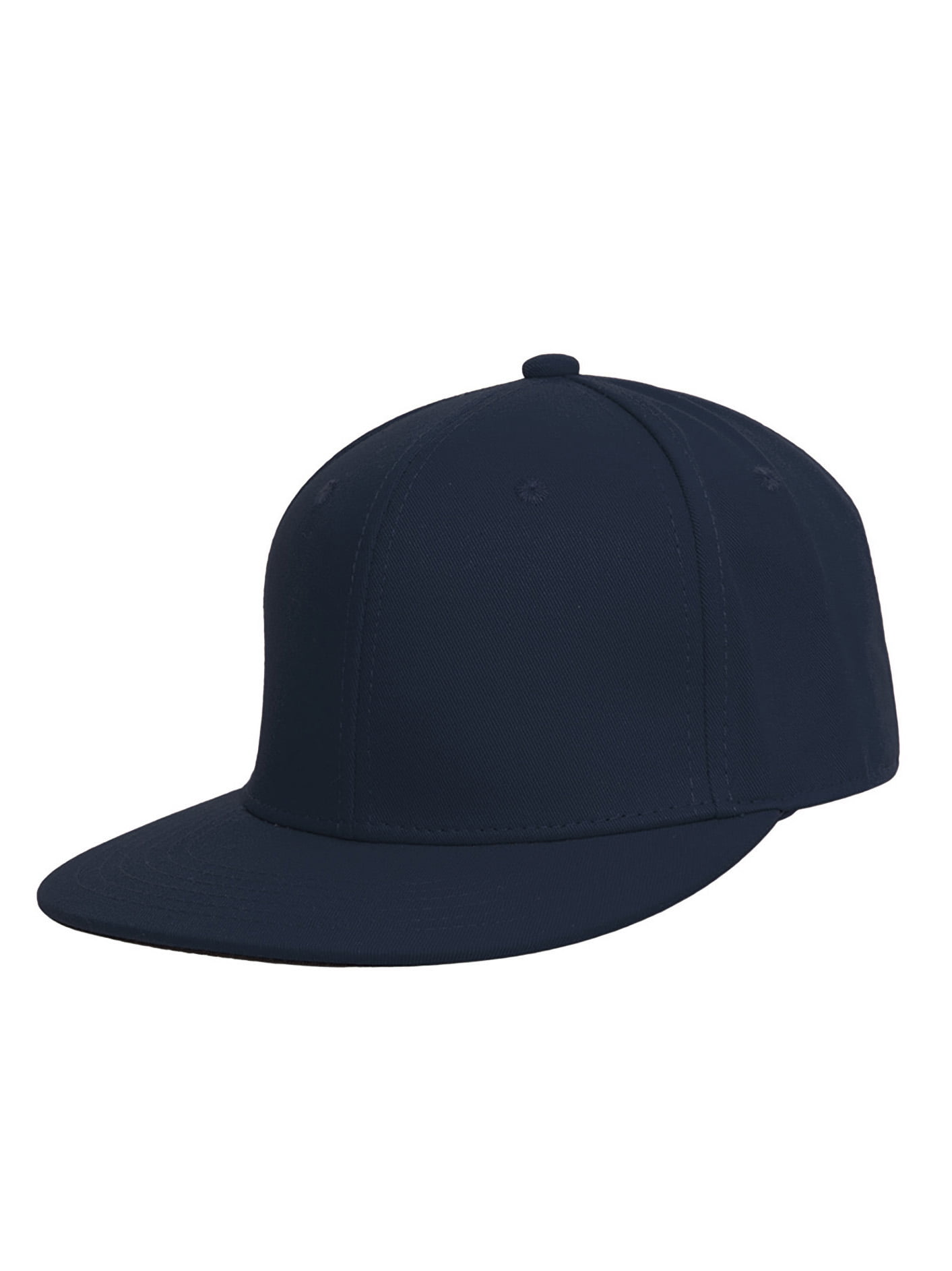 Top Headwear Plain Flat Bill Fitted Hat, Navy 7 1/8 - Walmart.com