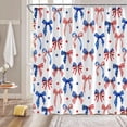 4th of July Shower Curtain,Red Blue Star Bow Patriotic Independence Day ...
