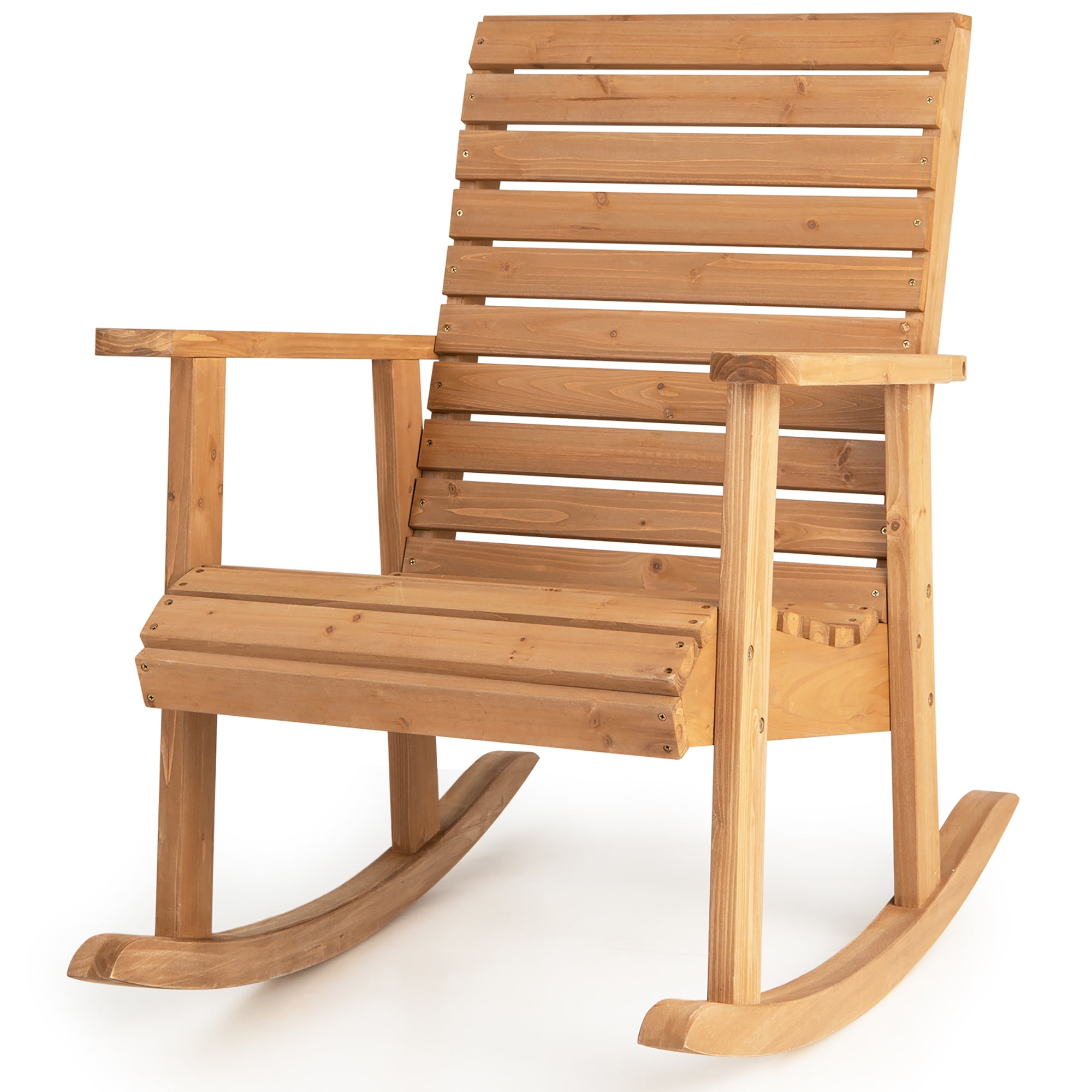 Click here for Gymax Wooden Rocking Chair High Back Fir Wood Armc... prices