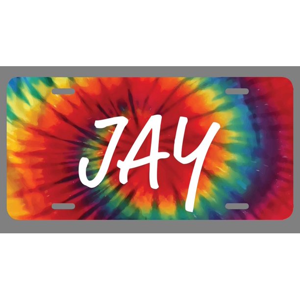 Jay Name Tie Dye Style License Plate Tag Vanity Novelty Metal | UV ...