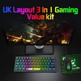 K61 UK Layout RGB 60% Gaming Keyboard Mouse Set Wired 62 Keys Mini ...