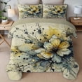 2/3-piece ink wash print bedding set includes 1 quilt and 1/2 ...