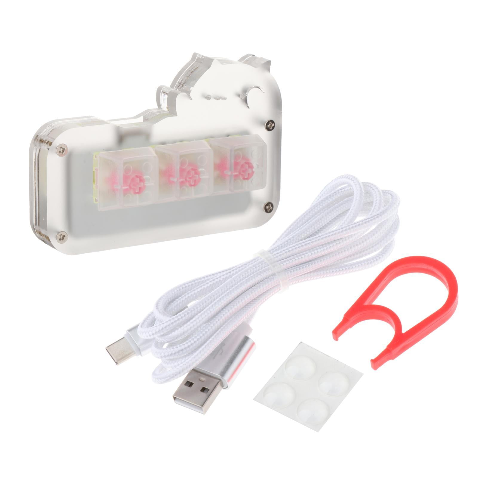 Cute 3 Key Keypad/ RGB LED Backlit Portable Acrylic Transparent Keycap ...