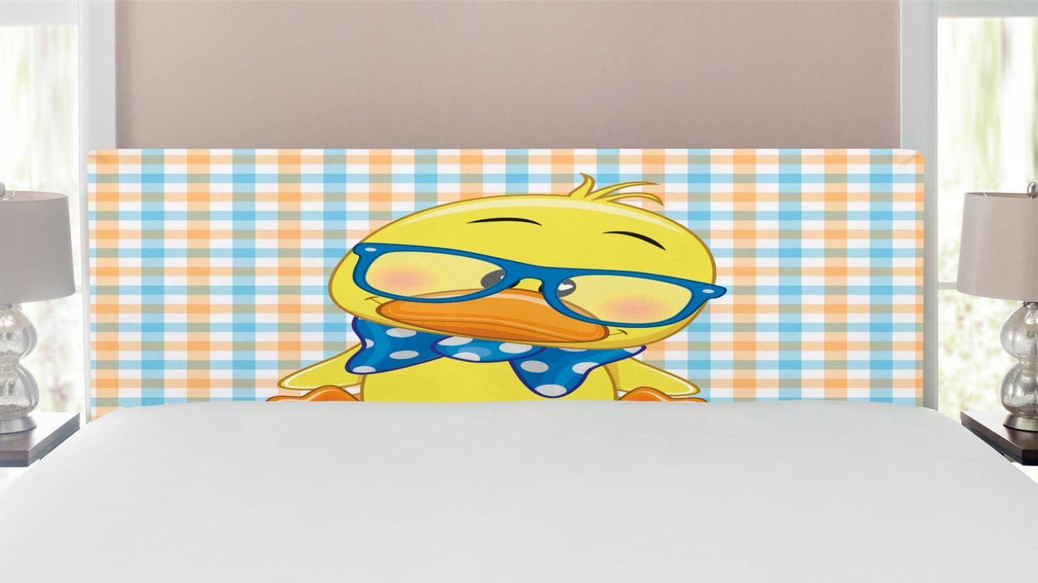 Cartoon Headboard, Hipster Boho Duck Dotted Bow Cool Free Smart Geese ...