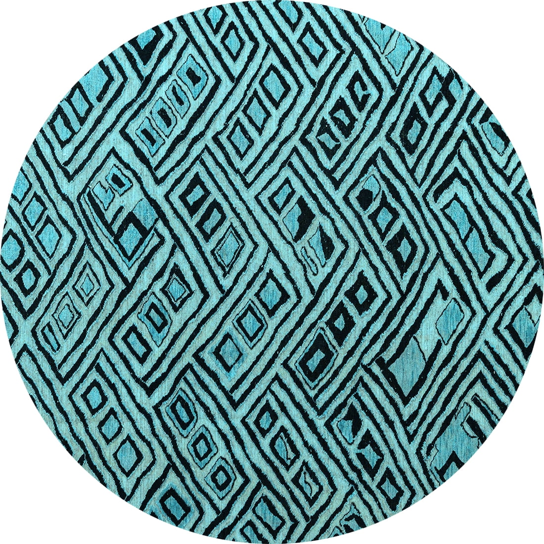 Ahgly Company Indoor Round Abstract Light Blue Modern Area Rugs, 7 ...
