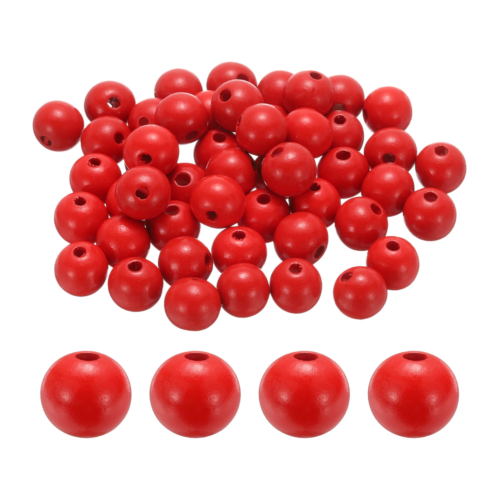 Click here for Uxcell 50pcs 20mm Red Wood Beads 3.3mm Large Hole... prices