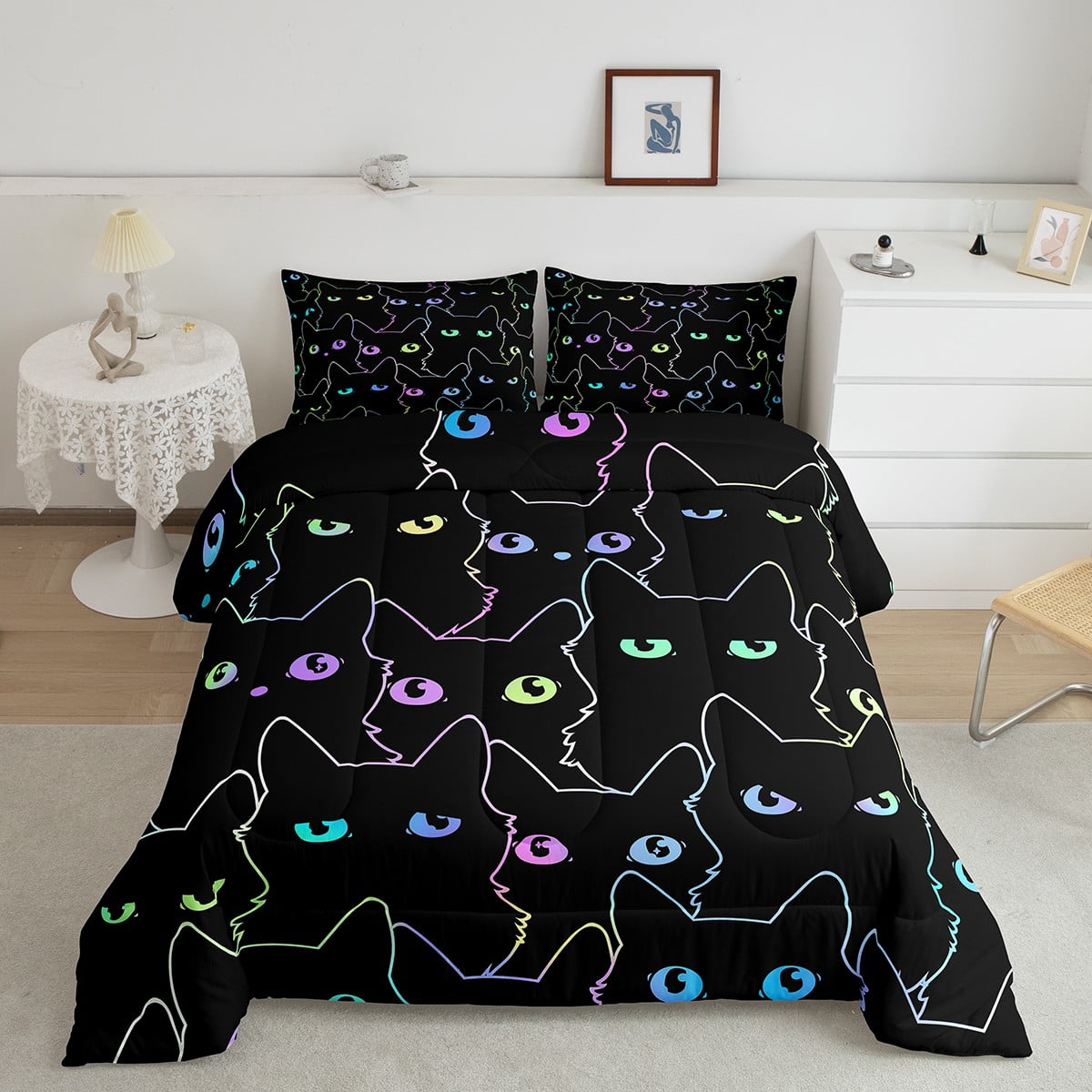 Click here for Yst Cartoon Black Cat Comforter Set Twin For Kids... prices