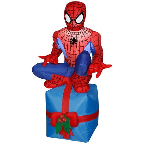 Gemmy Industries Airblown Spider Man Sitting on Present Small Marvel ...