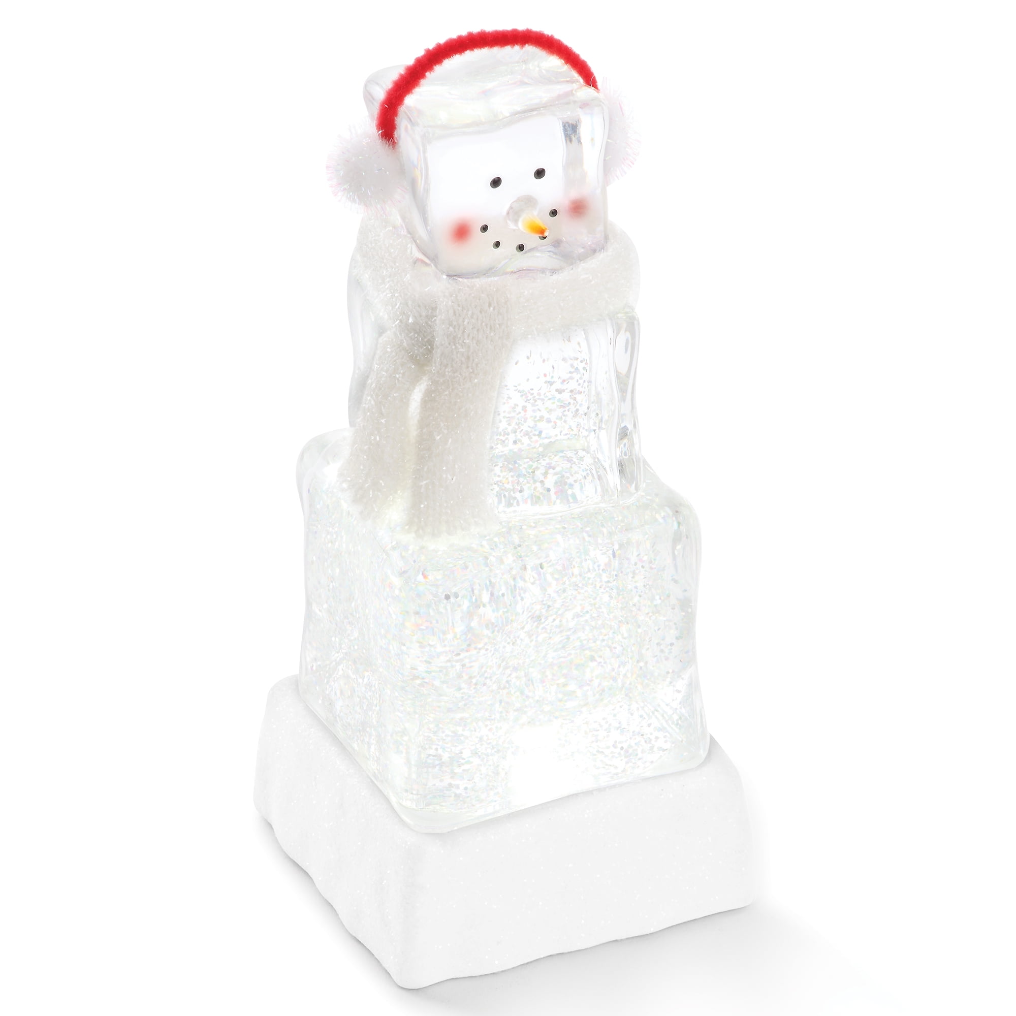 Festive White Ice Cube Snowman 8.5 inch Acrylic Decorative Tabletop ...