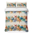 3 Piece Summer Bed Quilt Set Queen Size,Ocean Starfish Shell Conch ...