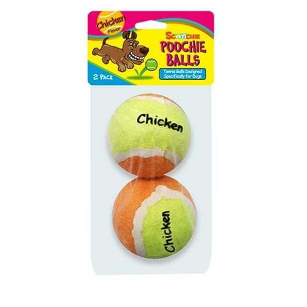 Schoochie Pet 202 Chicken Tennis Balls Poochie for Dogs - 2 Pack ...
