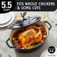 5.5 Quart Enameled Cast Iron Oval Dutch Oven with Rooster Knob & Cotton ...