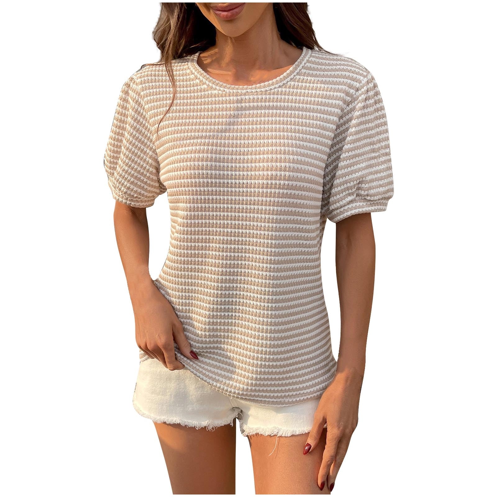 Click here for Hinvhai Womens Casual Short Puff Sleeve Shirts Cle... prices