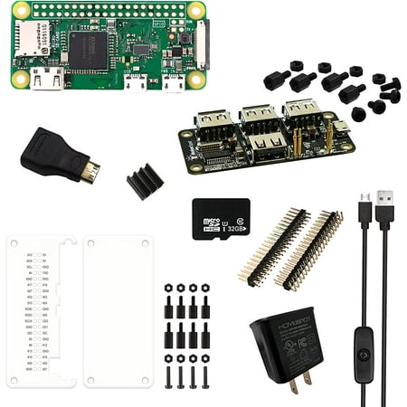Pi Zero Complete Starter Kit with 4-Port Stackable USB Hub, WiFi Dongle ...