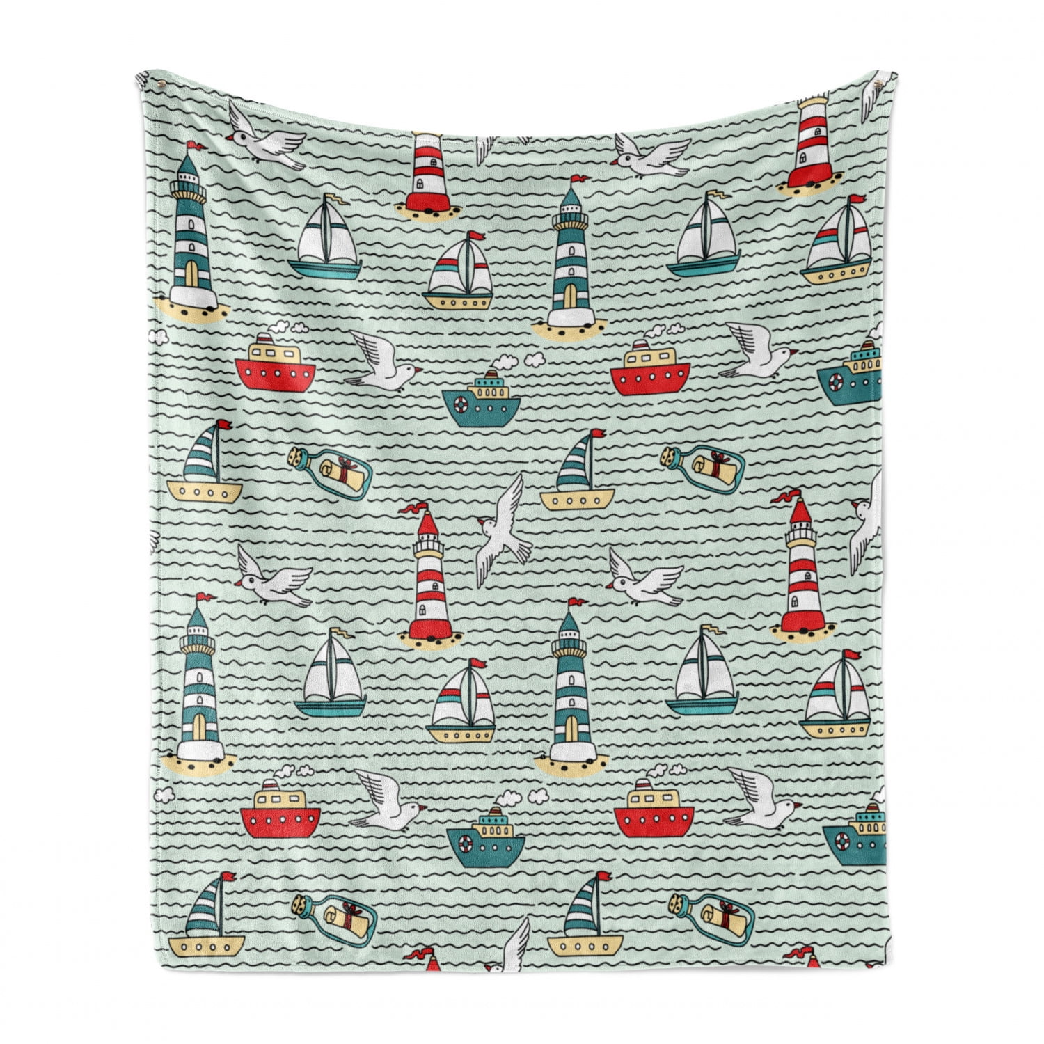 Lighthouse Soft Flannel Fleece Blanket, Seagulls Lighthouses Message ...