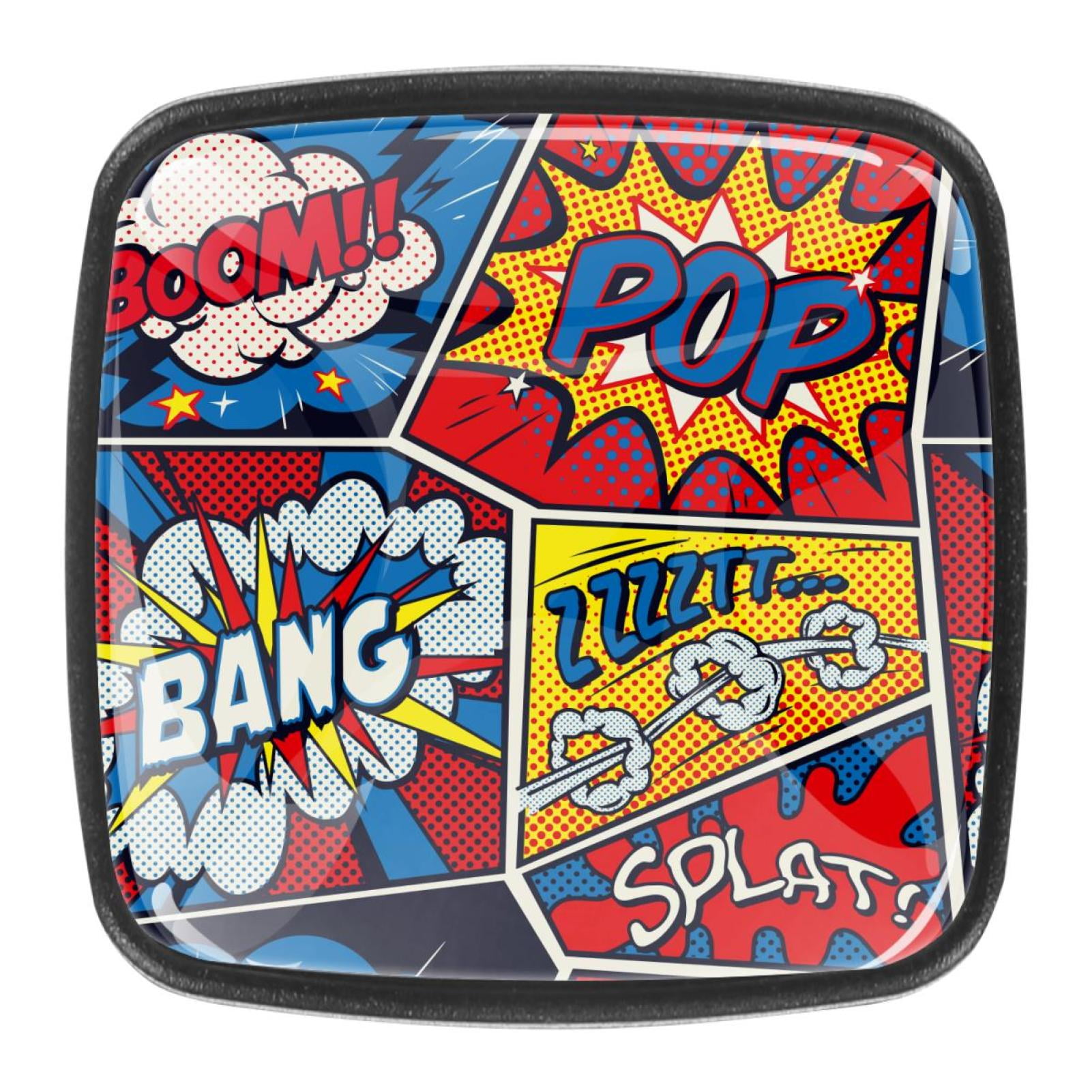 4 Pcs Square Cabinet Handle Cupboard Knob Drawer Pulls Handle Pop Art ...