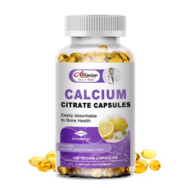 KAL Pure Calcium Citrate Chewable 500mg w/ Magnesium & Vit D-3, Bone ...