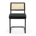 Glamour Home Aziel 19.69" Fabric & Rattan Dining Chair in Black (Set of ...