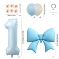 Blue Bow Number Birthday Balloon Set, Balloons with Stickers Party ...